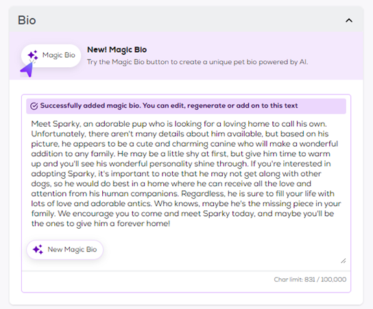 New Feature: Magic Bio for Dogs